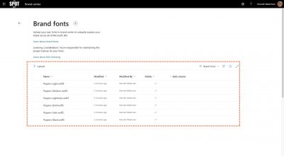 Adding your custom fonts to the SharePoint Brand Center