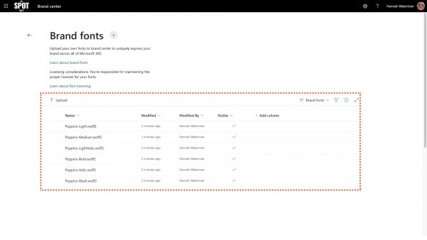 Adding your custom fonts to the SharePoint Brand Center
