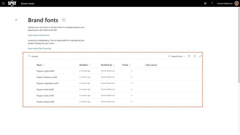 Adding your custom fonts to the SharePoint Brand Center