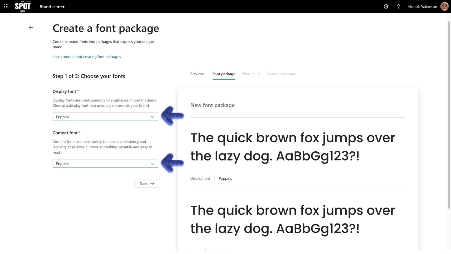 Adding your custom fonts to the SharePoint Brand Center