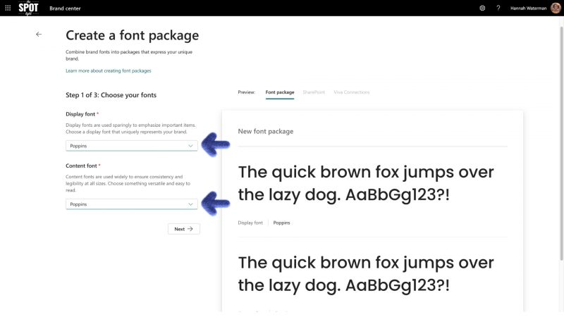 Adding your custom fonts to the SharePoint Brand Center