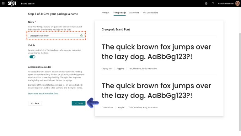 Adding your custom fonts to the SharePoint Brand Center